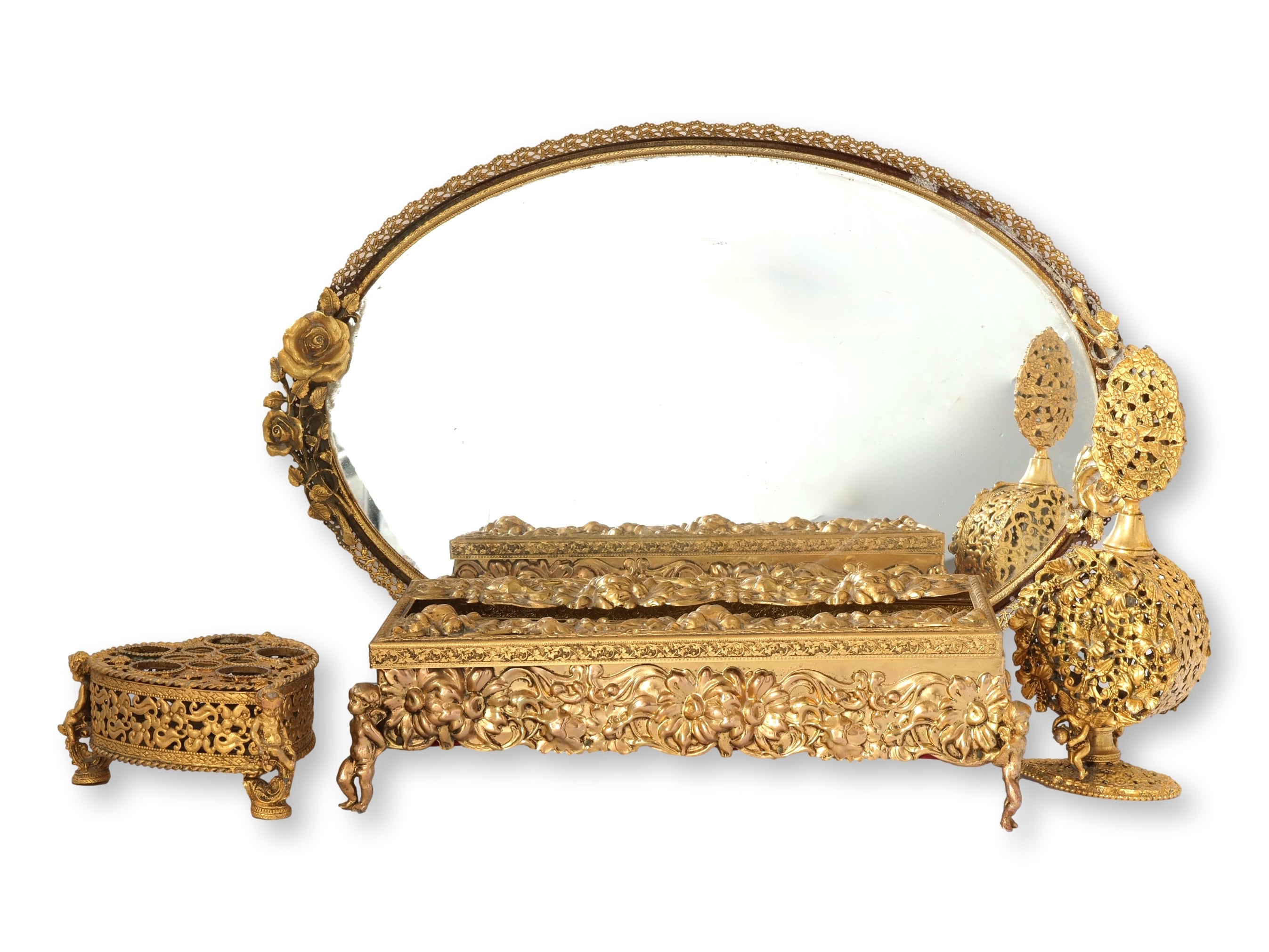 Midcentury Hollywood Glam Vanity Set – Rose Victoria Antiques